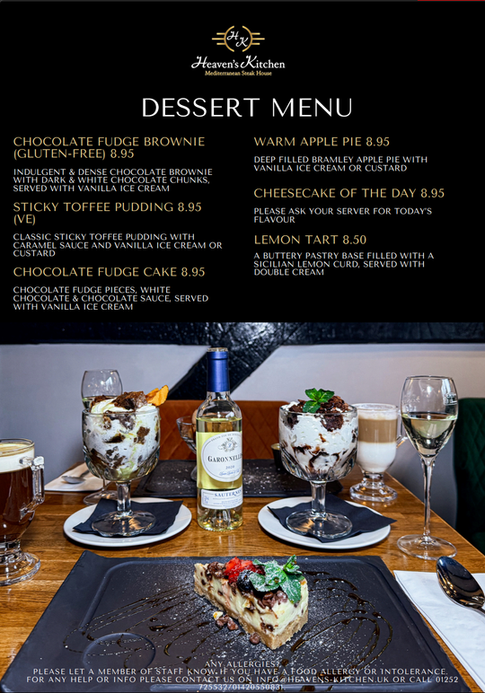Dessert Menu – Heavens Kitchen