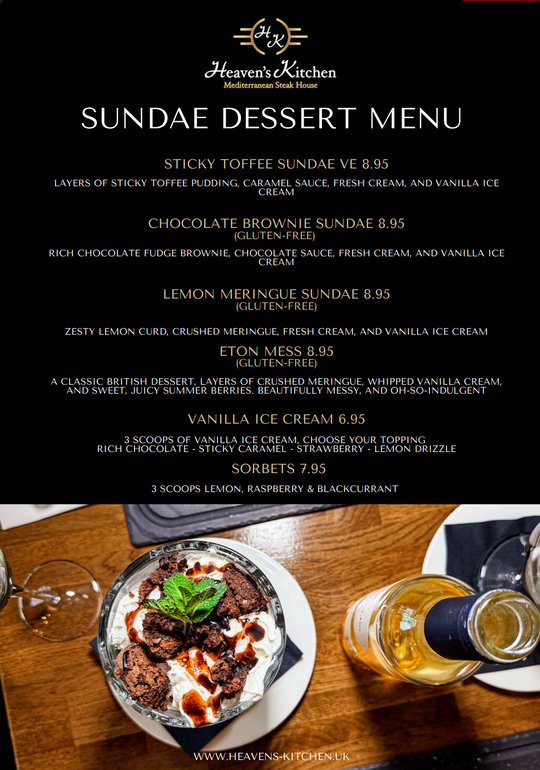 Dessert Menu – Heavens Kitchen