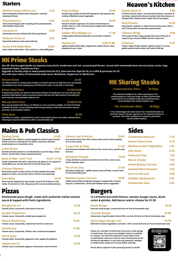 Main Menu Godalming – Heavens Kitchen